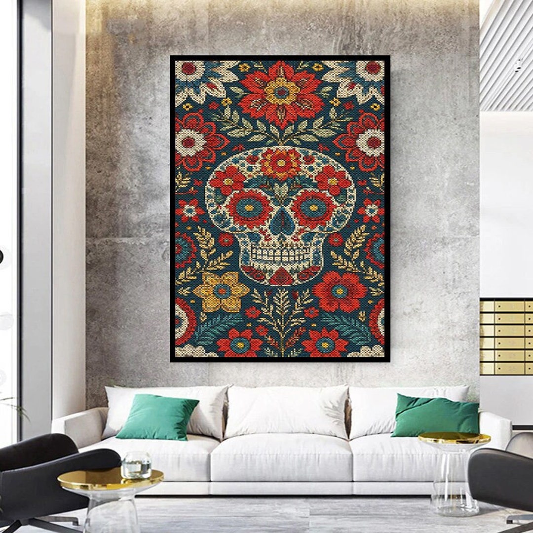 Skull Canvas Printing Skeleton Head Printed Canvas Colorful - Etsy