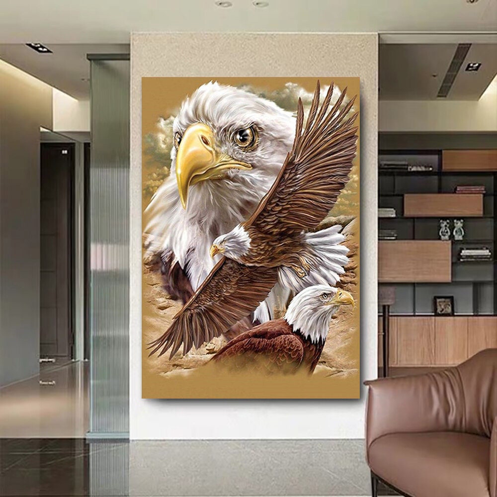 Portrait of Eagle Canvas Wall Art Flying Eagle Canvas Wall - Etsy