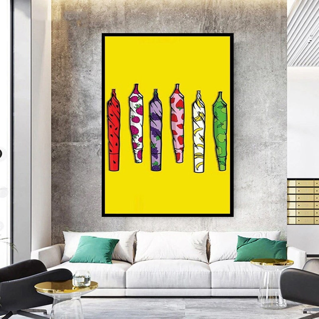 Graffiti Rolling Cigarette Canvas Wall Art, Colorful Cigarettes Canvas ...