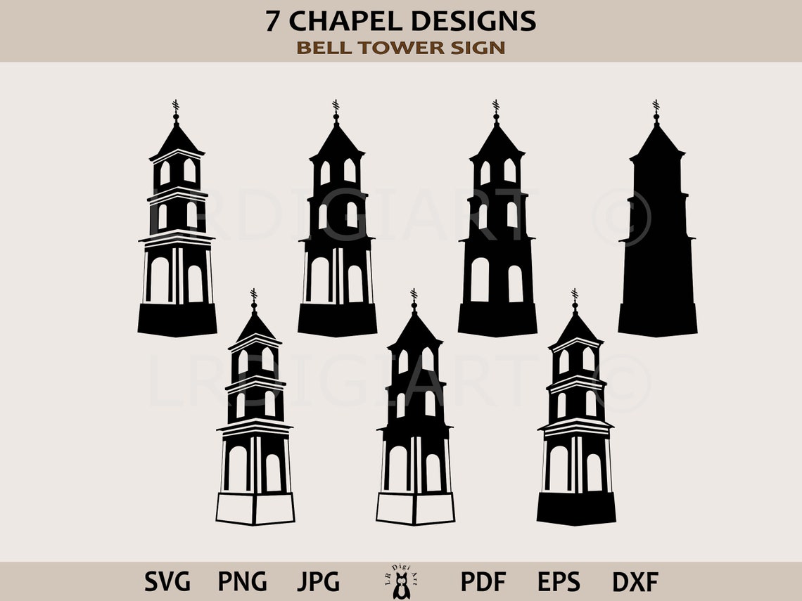 Bell Tower Chapel Sign Bundle Chapel SVG Religious Building PNG Jpg ...