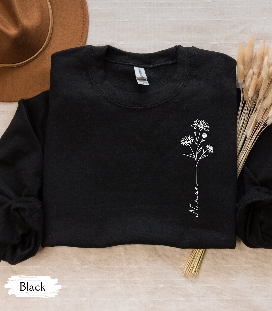 Custom Birth Flower Nurses Sweatshirt, Nursing New Grad Gift, Floral ...