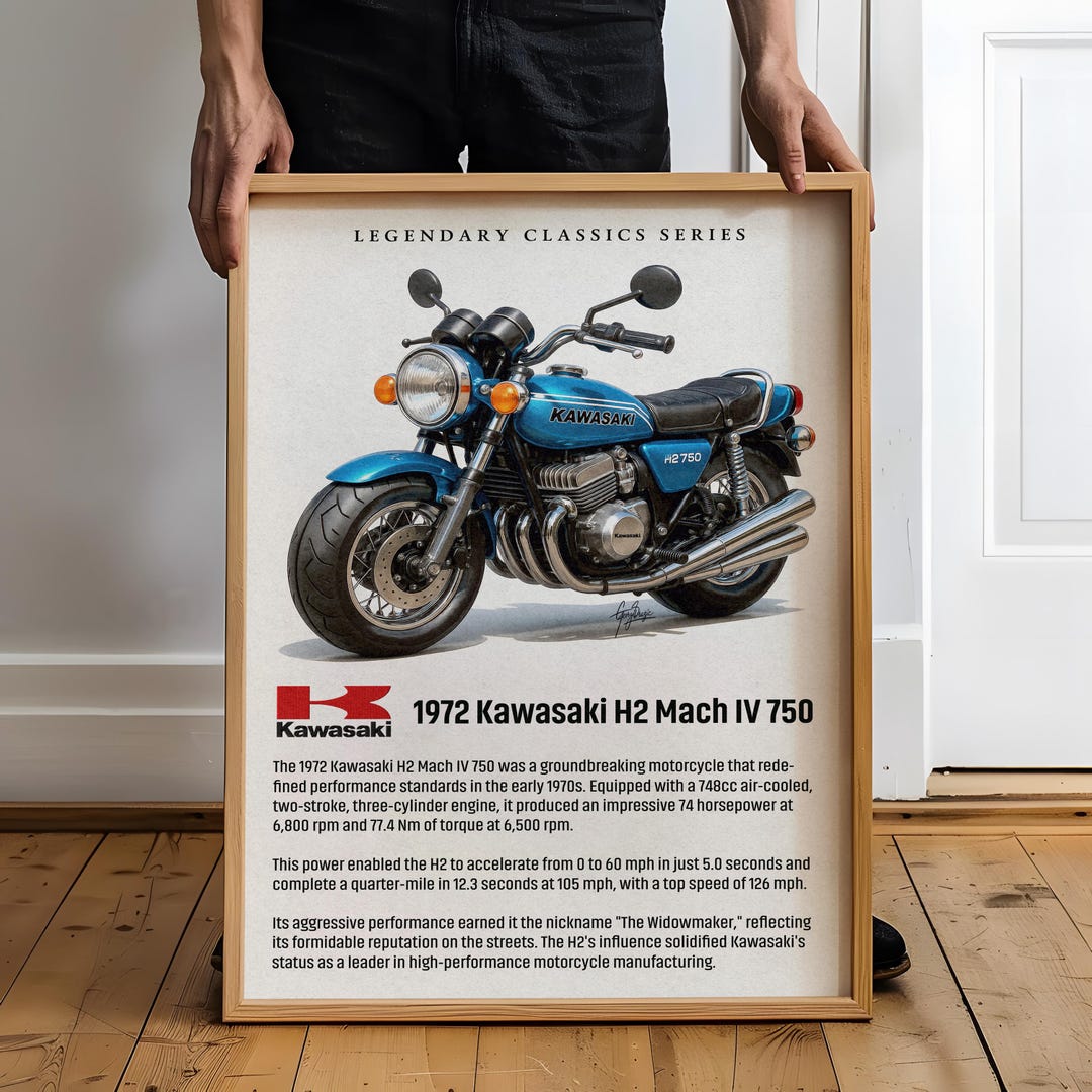 1972 Kawasaki H2 Mach IV “widowmaker”, Printable Motorcycle Art DIGITAL ...