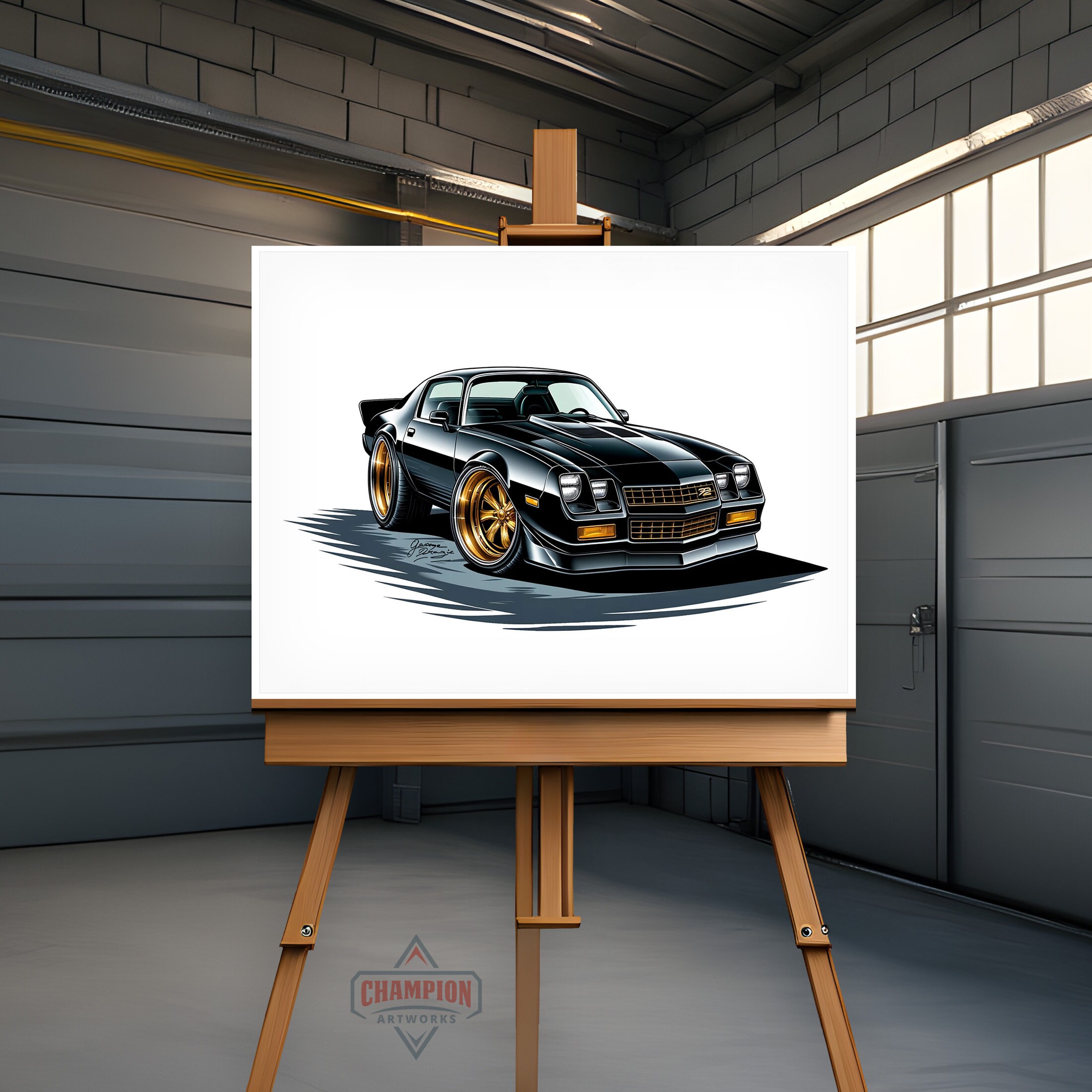 Black 1986 Iroc Z With Gold Rims, Sleek Body Design, and Wide Tires ...