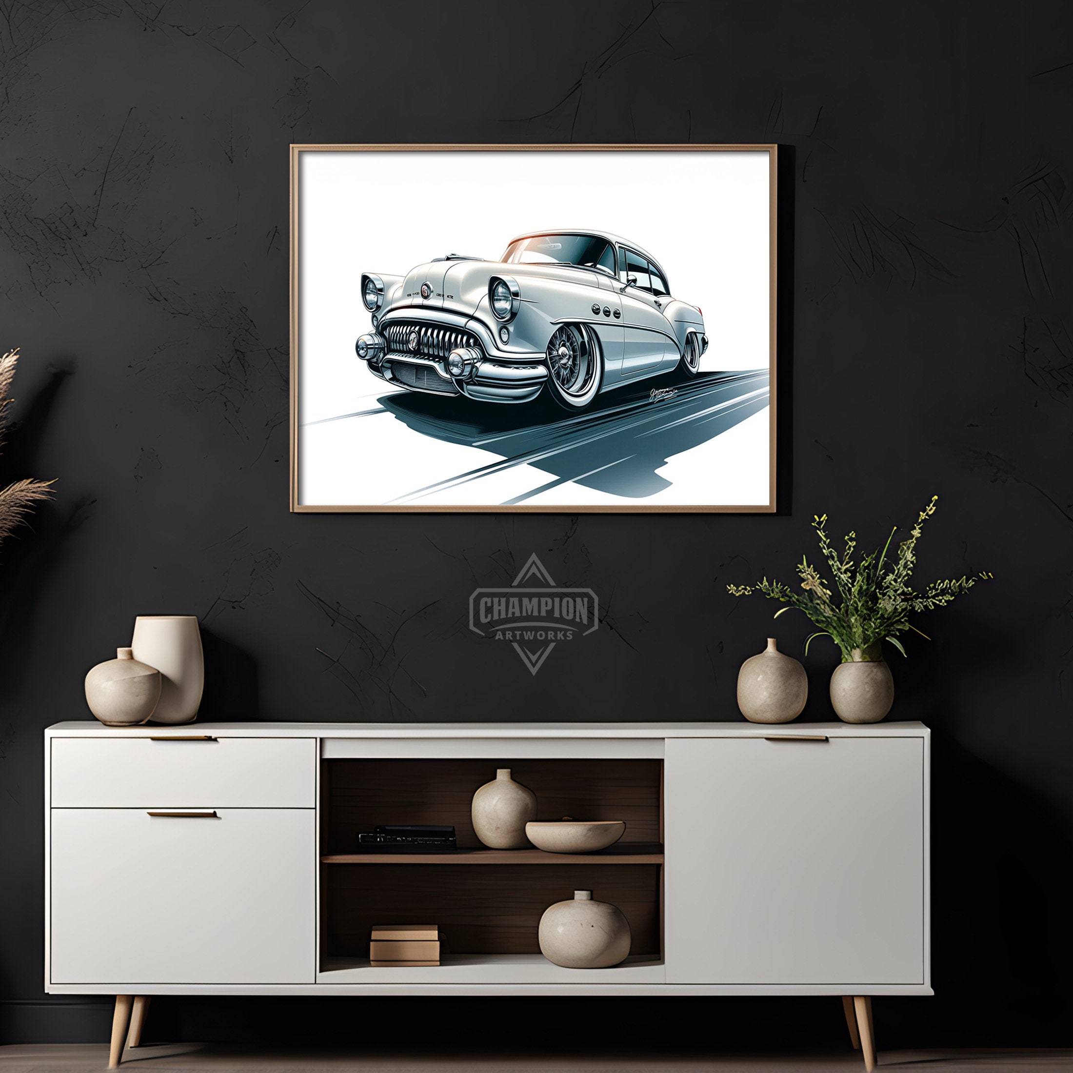 1954 Buick Skylark Cartoon Car WALL ART PRINTABLE - Etsy