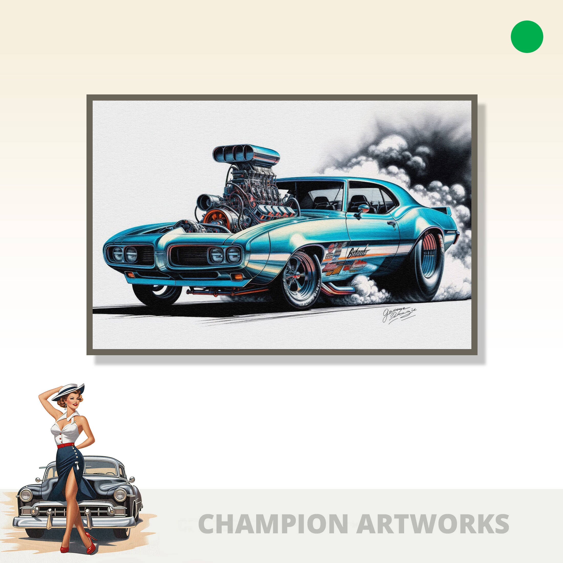 1969 Pontiac Firebird Hot Rod - CARTOON CAR PRINT - Etsy