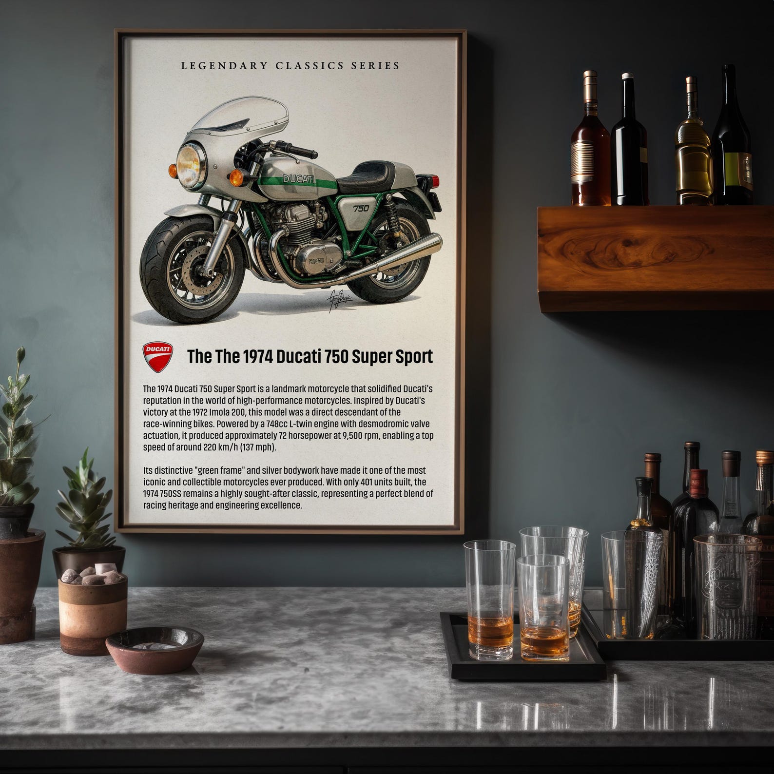 1974 Ducati 750 Super Sport Printable Motorcycle Art PRINTABLE POSTER ...