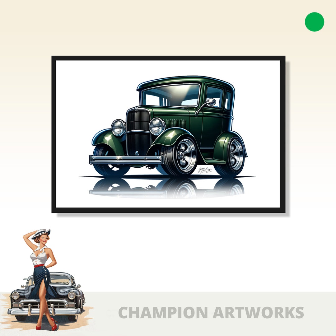 1932 Ford Art Print: Vintage Automotive Cartoon (digital Download) - Etsy