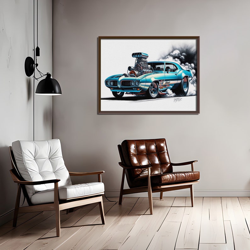 1969 Pontiac Firebird Hot Rod CARTOON CAR PRINT - Etsy