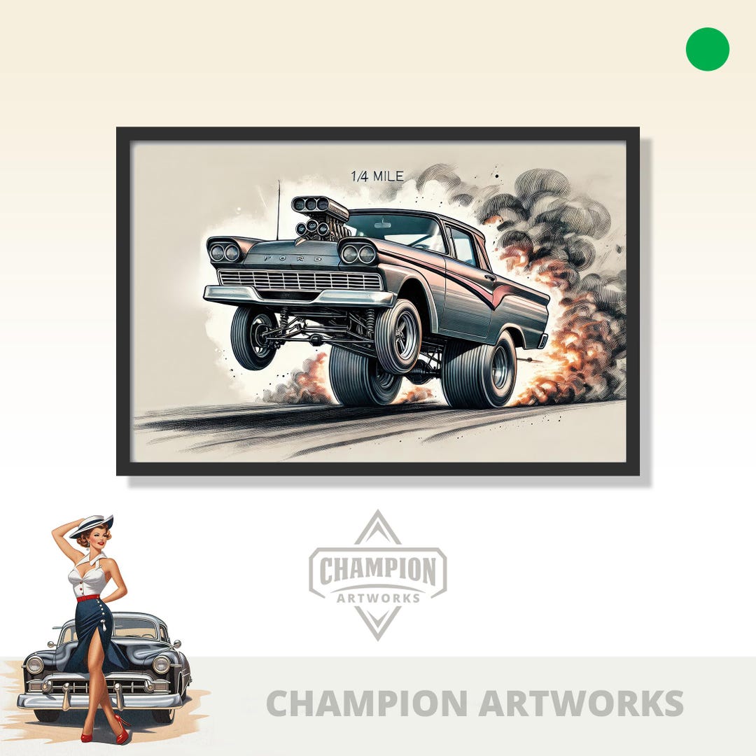 1957 Ford Ranchero Gasser Art Print, Classic Drag Car Poster - Etsy