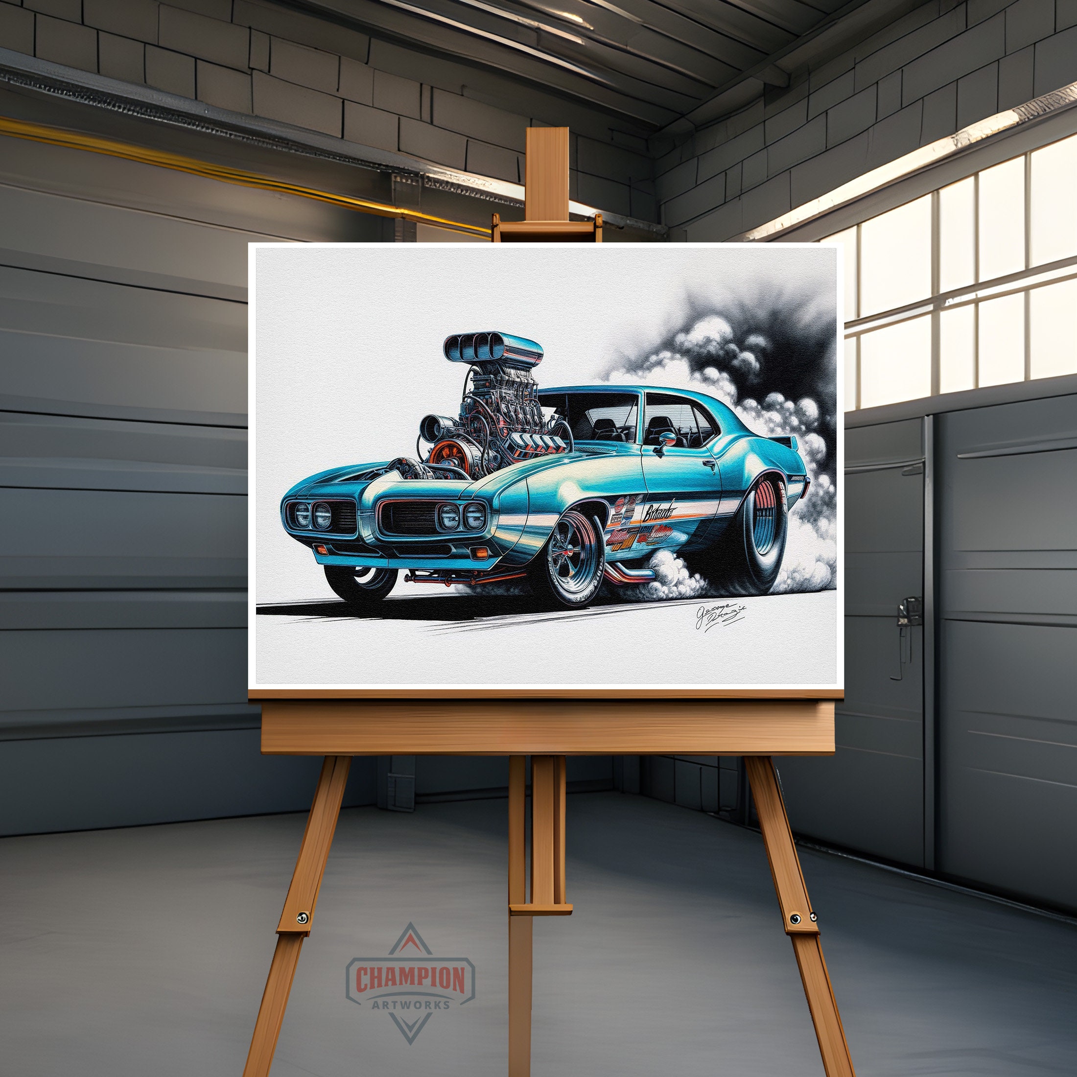 1969 Pontiac Firebird Hot Rod - CARTOON CAR PRINT - Etsy