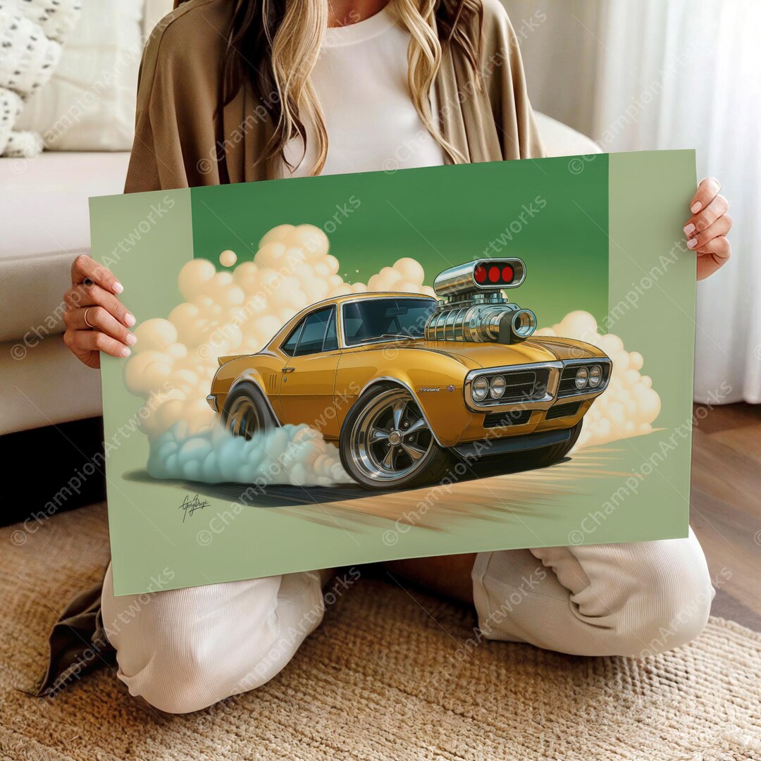 1967 Pontiac Firebird Burnout, Printable Muscle Car Poster (digital ...