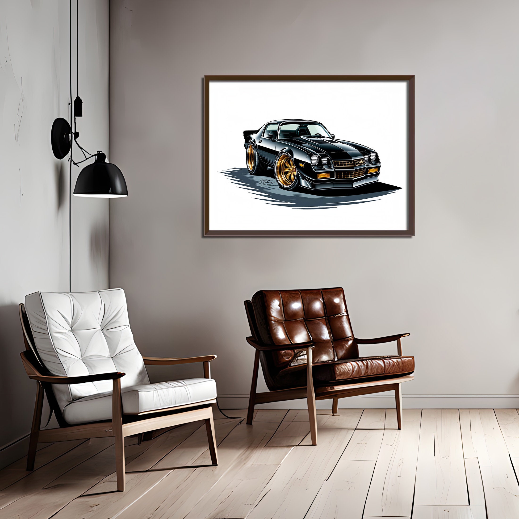 Black 1986 Iroc Z With Gold Rims, Sleek Body Design, and Wide Tires ...