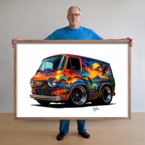 1966 Ford Econoline Boogie Van Art Print: Retro Mancave Decor (digital ...
