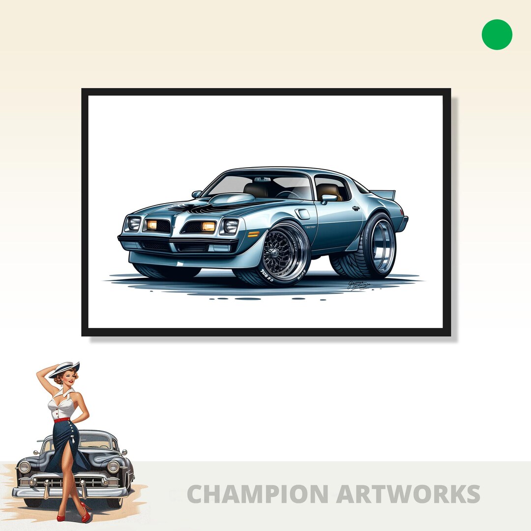 1975 Blue Pontiac Trans Am With Wide Tires, Sleek Body, and Iconic Hood ...