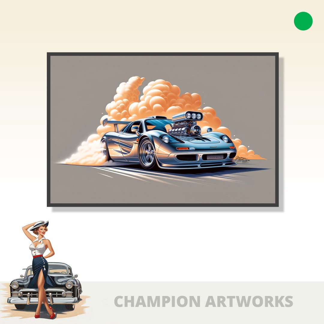 Supercharged Mclaren F1 Burnout Artwork, Dynamic Cartoon Car ...