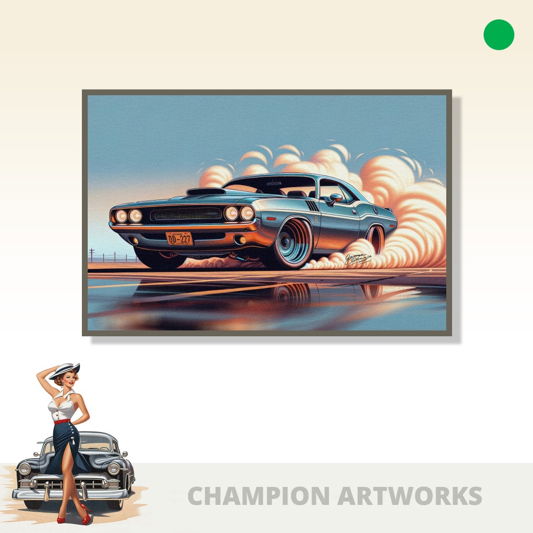 Dodge Challenger - CARTOON CAR PRINT - Etsy