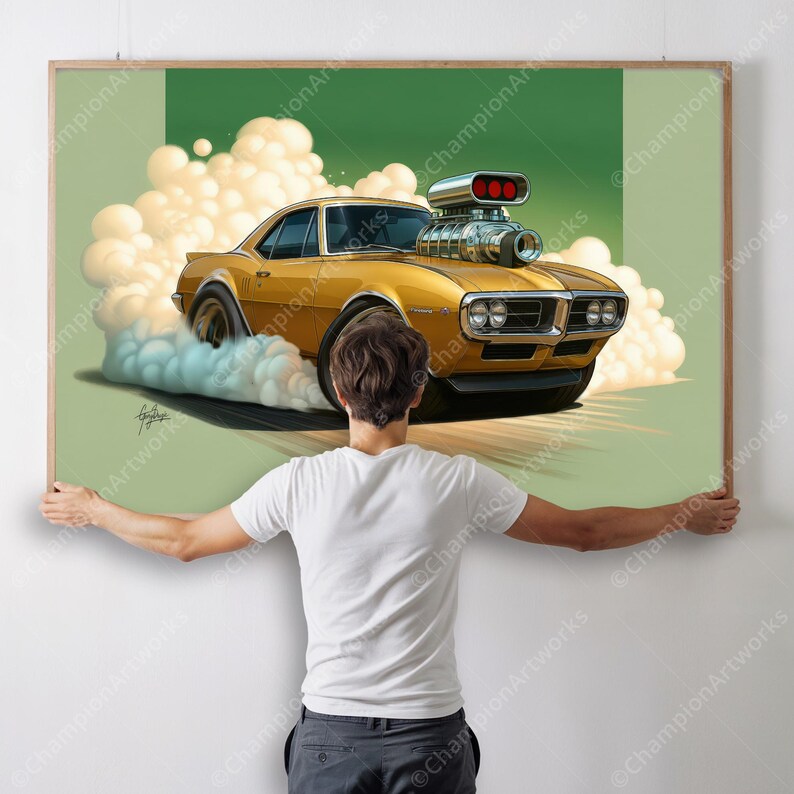 1967 Pontiac Firebird Burnout, Printable Muscle Car Poster (digital ...