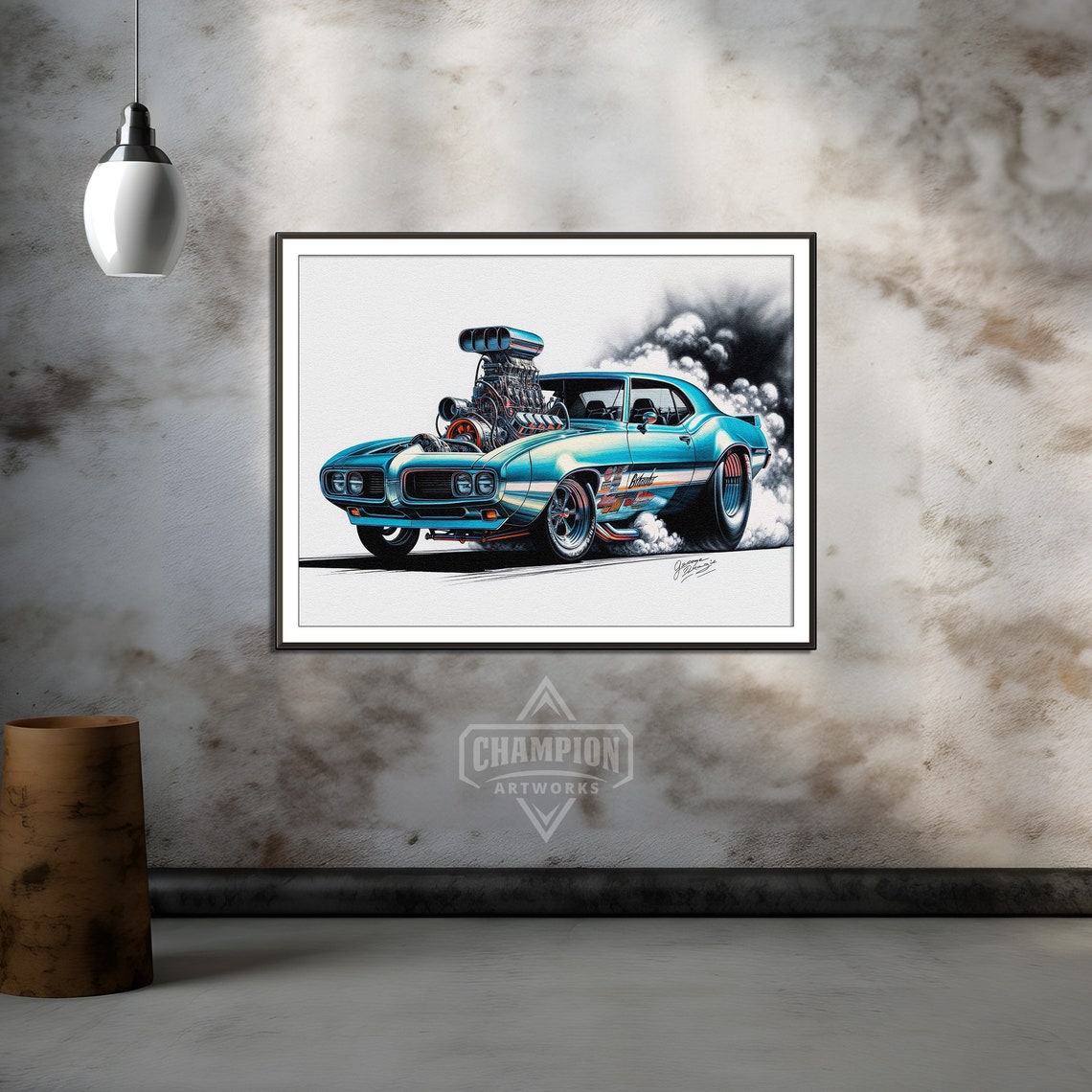 1969 Pontiac Firebird Hot Rod CARTOON CAR PRINT - Etsy