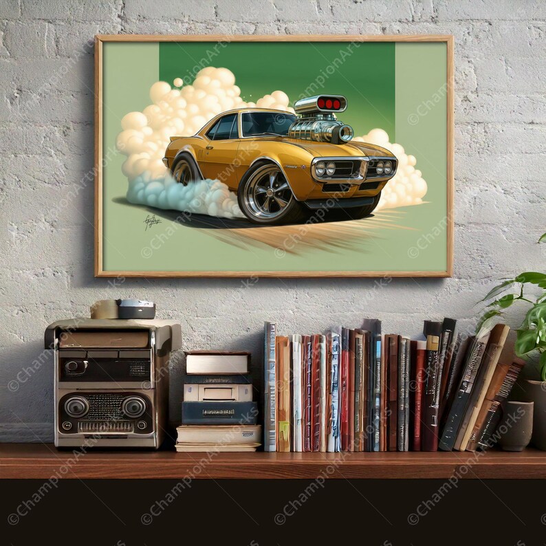 1967 Pontiac Firebird Burnout, Printable Muscle Car Poster (digital ...
