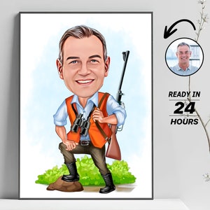 Personalized Hunter Cartoon Portrait, Custom Caricature Drawing Gift - Etsy