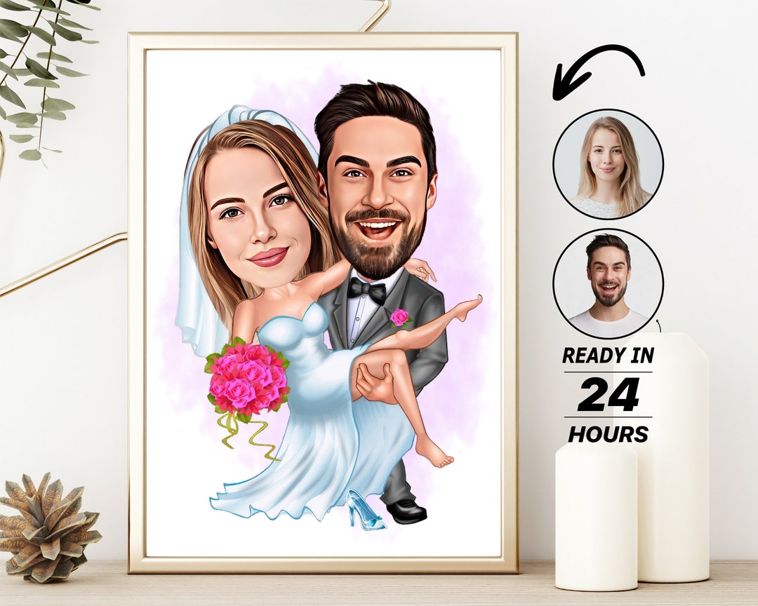 Personalized Wedding Cartoon Portrait, Custom Caricature Drawing Gift ...