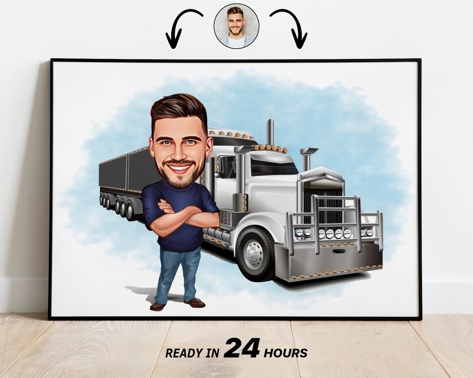 Personalized Truck Driver Cartoon Portrait, Custom Truck Driver ...