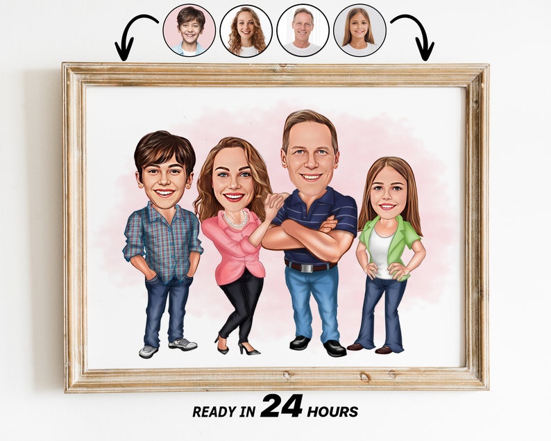 Personalized Family Cartoon Portrait, Custom Caricature Drawing Gift - Etsy