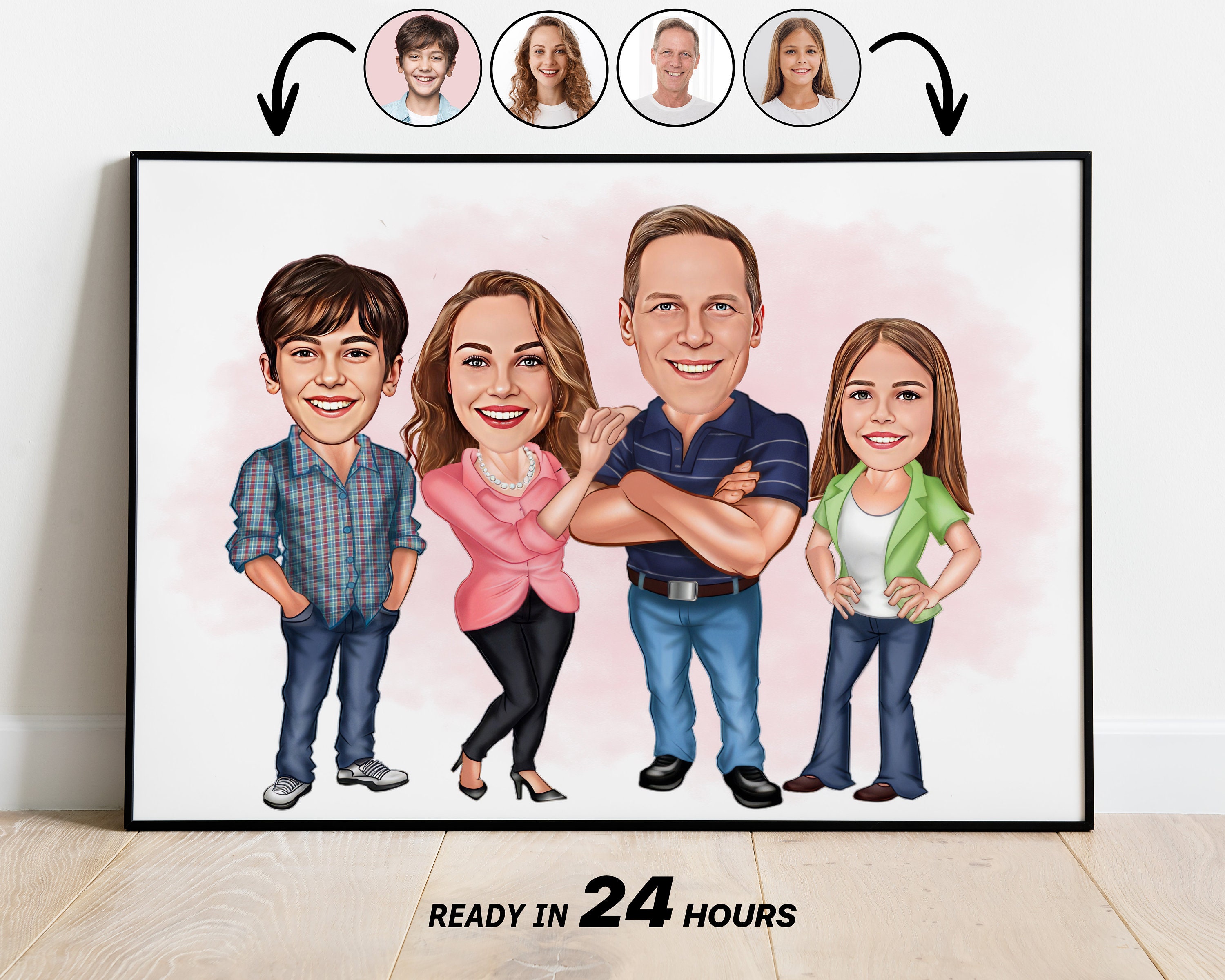 Personalized Family Cartoon Portrait, Custom Caricature Drawing Gift - Etsy