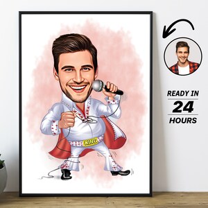 Personalized Elvis Presley Cartoon Portrait, Custom Elvis Presley ...