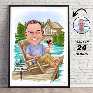 Personalized Retirement Cartoon Portrait, Custom Retirement Caricature ...