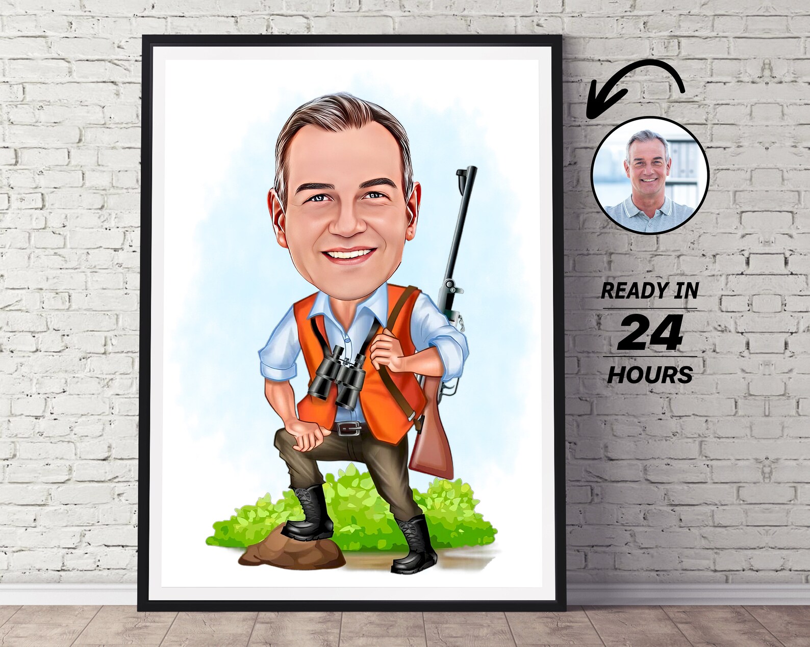 Personalized Hunter Cartoon Portrait, Custom Caricature Drawing Gift - Etsy