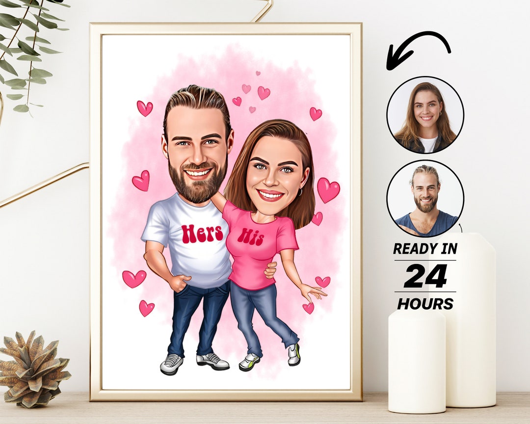 Personalized Couple Cartoon Portrait, Custom Caricature Drawing Gift - Etsy