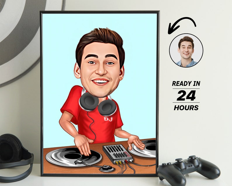 Personalized DJ Cartoon Portrait Custom DJ Caricature Drawing - Etsy