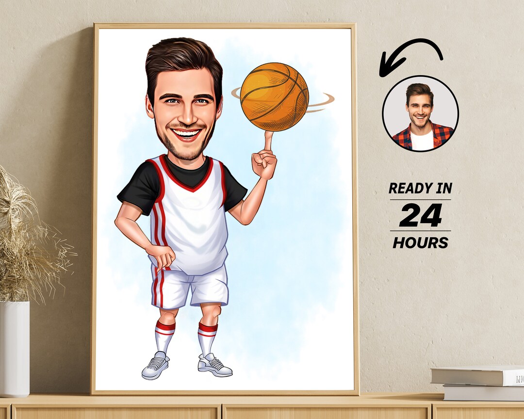 Personalized Basketball Player Cartoon Portrait, Custom Funny ...