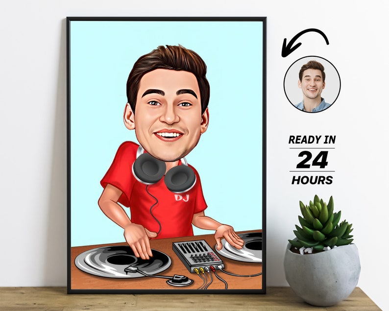 Personalized DJ Cartoon Portrait Custom DJ Caricature Drawing - Etsy
