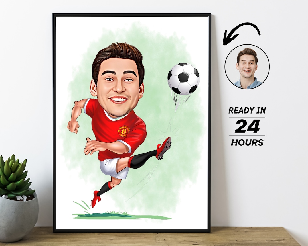 Personalized Soccer Player Cartoon Portrait, Custom Soccer Player ...