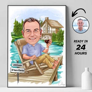 Personalized Retirement Cartoon Portrait, Custom Retirement Caricature ...