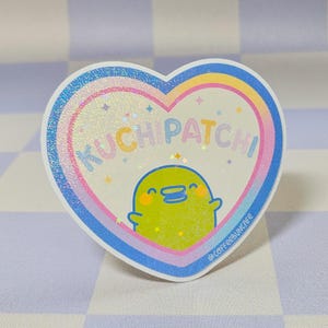 Tamagotchi Kuchipatchi Heart Rainbow Holo Sticker for Water Bottle ...