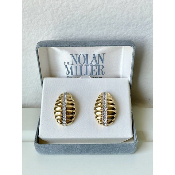 Vintage Nolan Miller QVC Glamour Collection all Occassion Clip on Earrings Gold Tone Clear Rhinestones W Original Box Etsy
