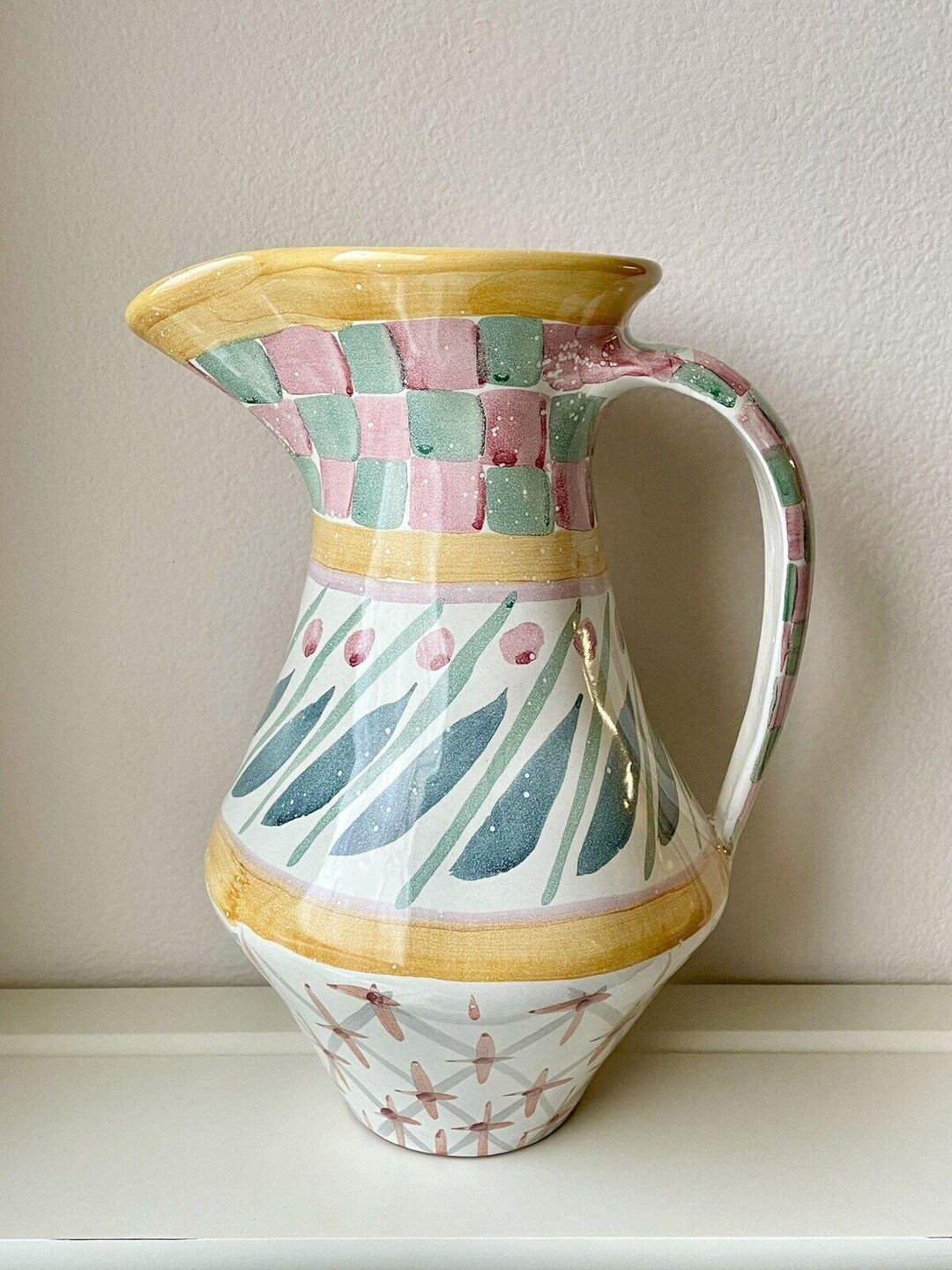 Vintage 90s Mackenzie Childs Pottery Pitcher "brighton Pavilion ...