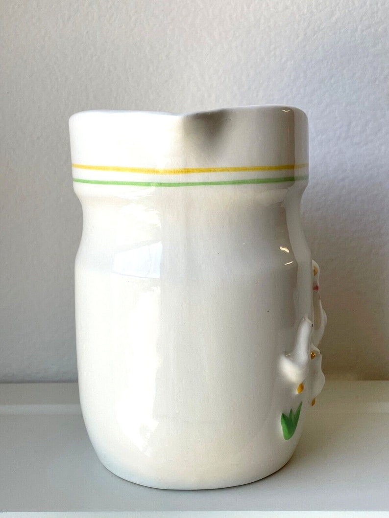 Vintage Treasure Craft USA Pitcher White W/geese Farmhouse/cottage Core ...