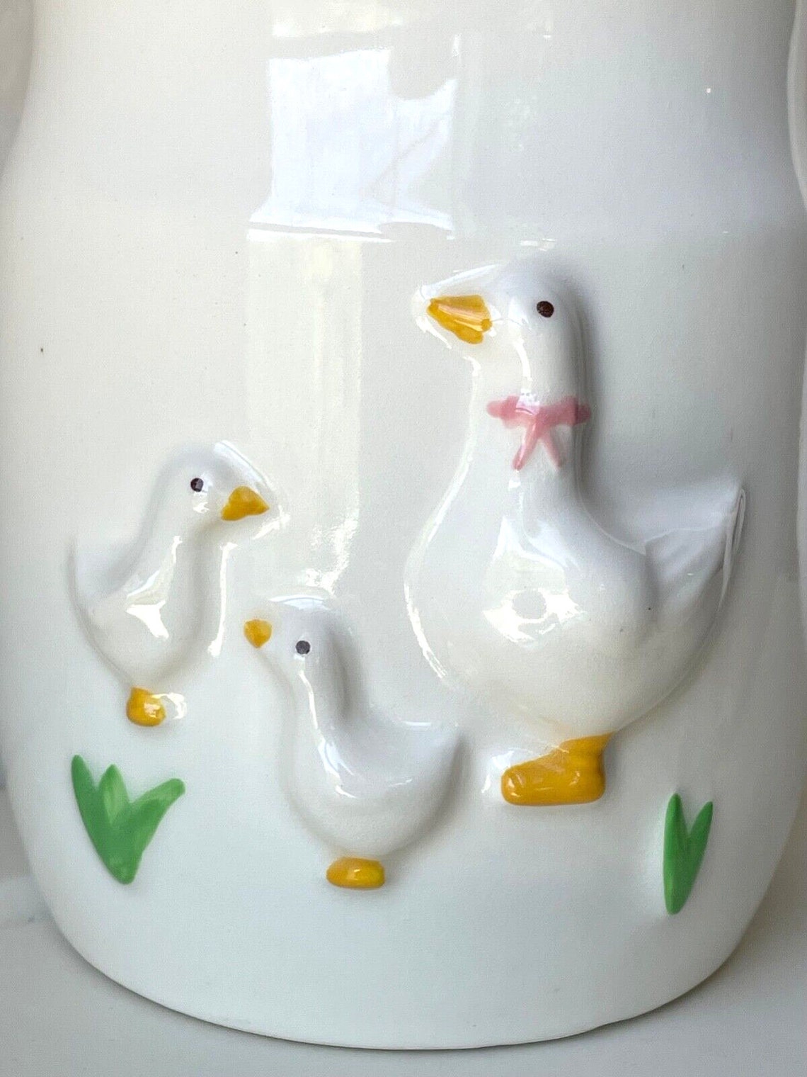 Vintage Treasure Craft USA Pitcher White W/geese Farmhouse/cottage Core ...