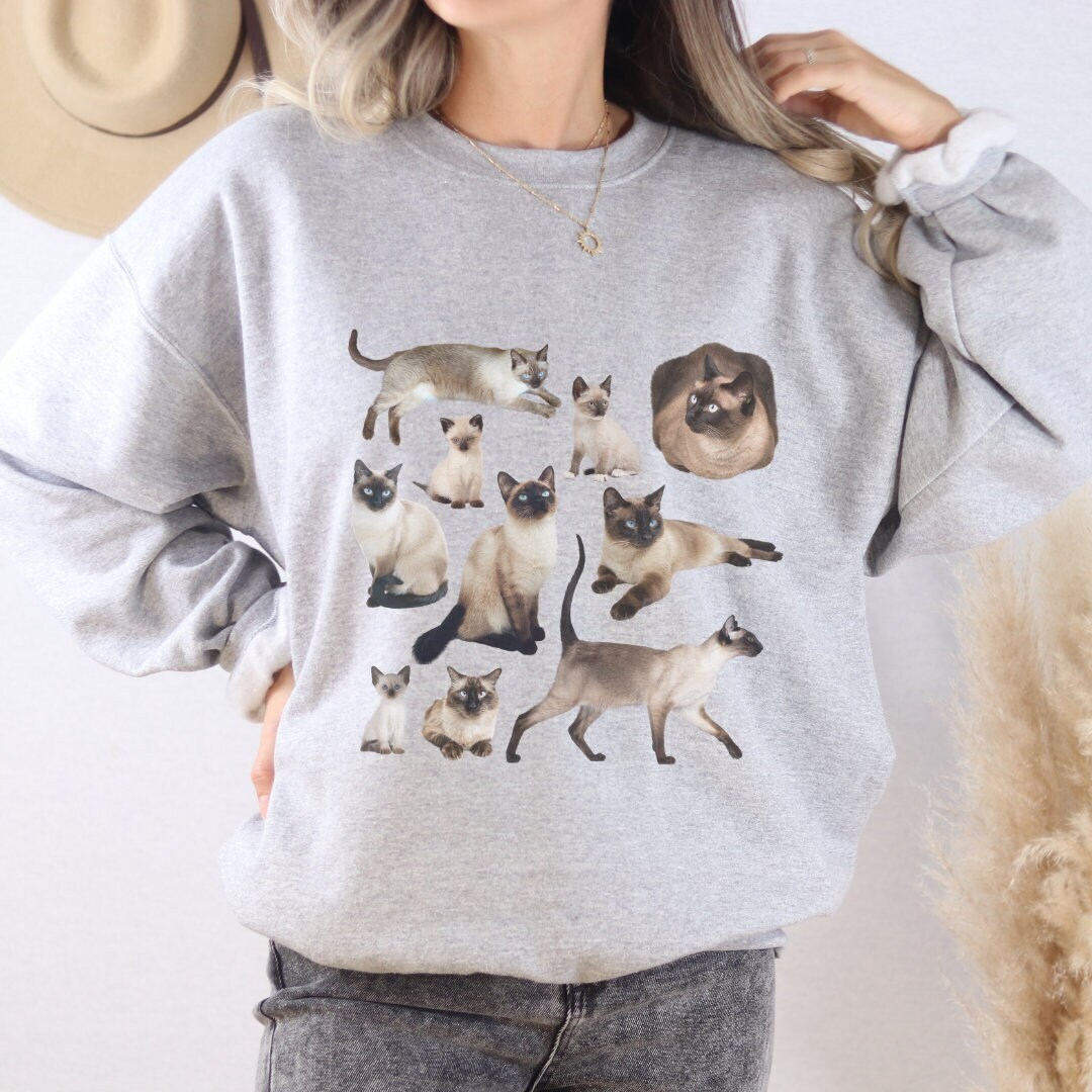 Vintage Siamese Cat Sweatshirt, Siamese Cat Shirt, Faded Cat Sweater ...
