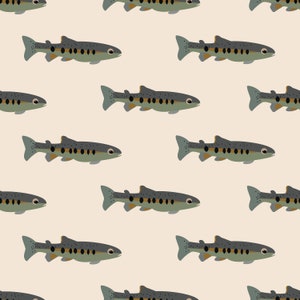 Steelhead Rainbow Trout Fish Repeat Seamless Surface Pattern Design for ...