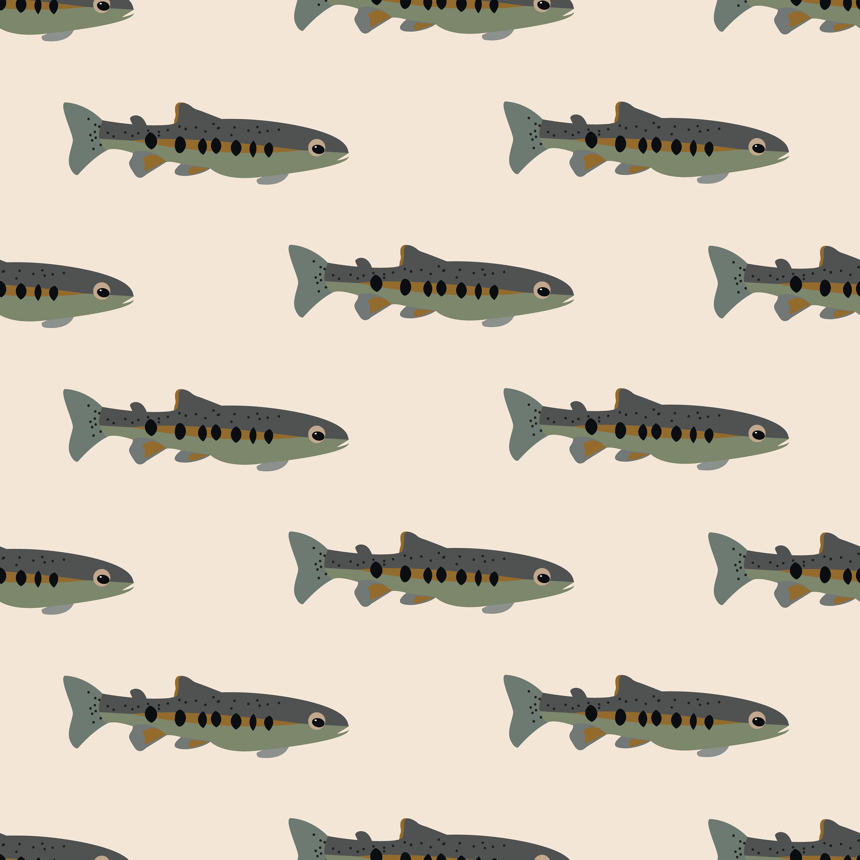 Steelhead Rainbow Trout Fish Repeat Seamless Surface Pattern Design for ...