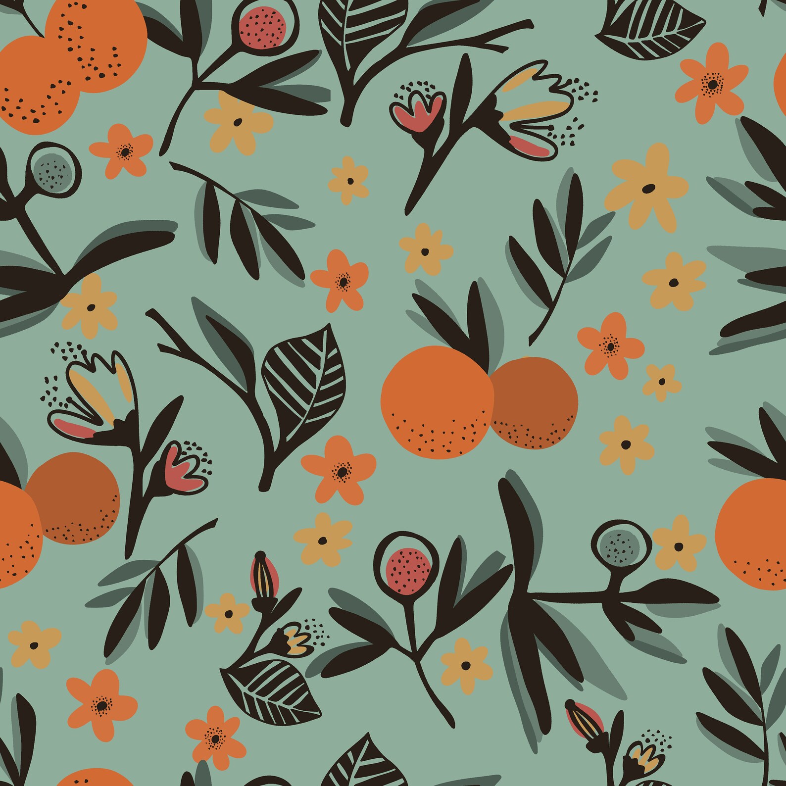 Modern Orange Citrus Surface Pattern Design for Commercial and Personal ...