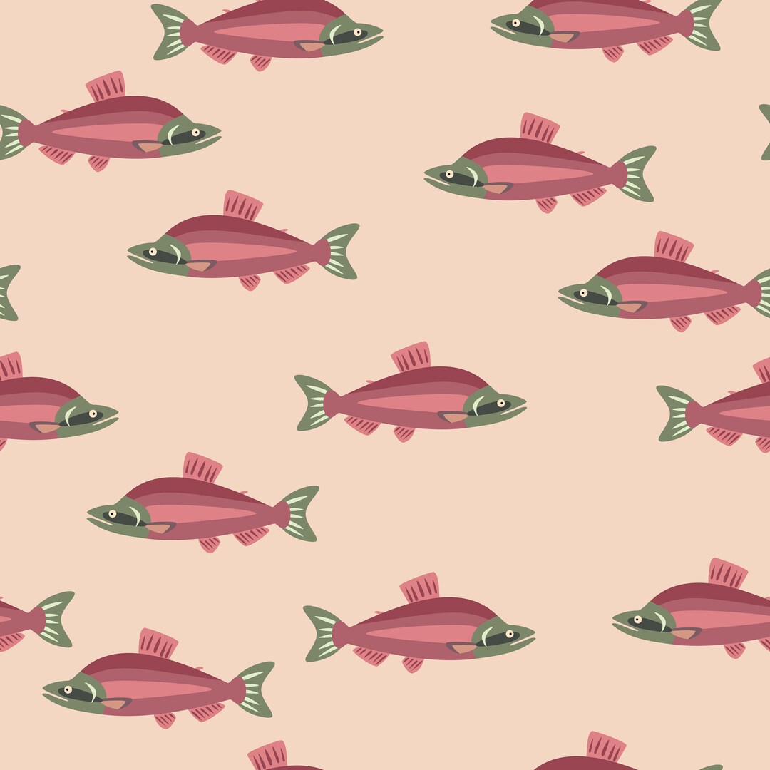 Sockeye Salmon Fish Repeat Surface Pattern Design for Commercial and ...