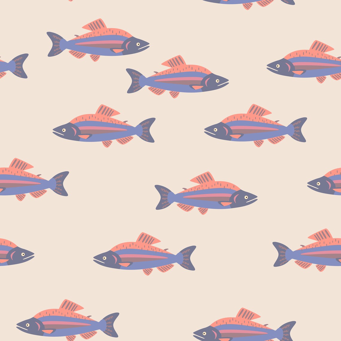 Pink Salmon Fish Repeat Surface Pattern Design for Commercial and ...