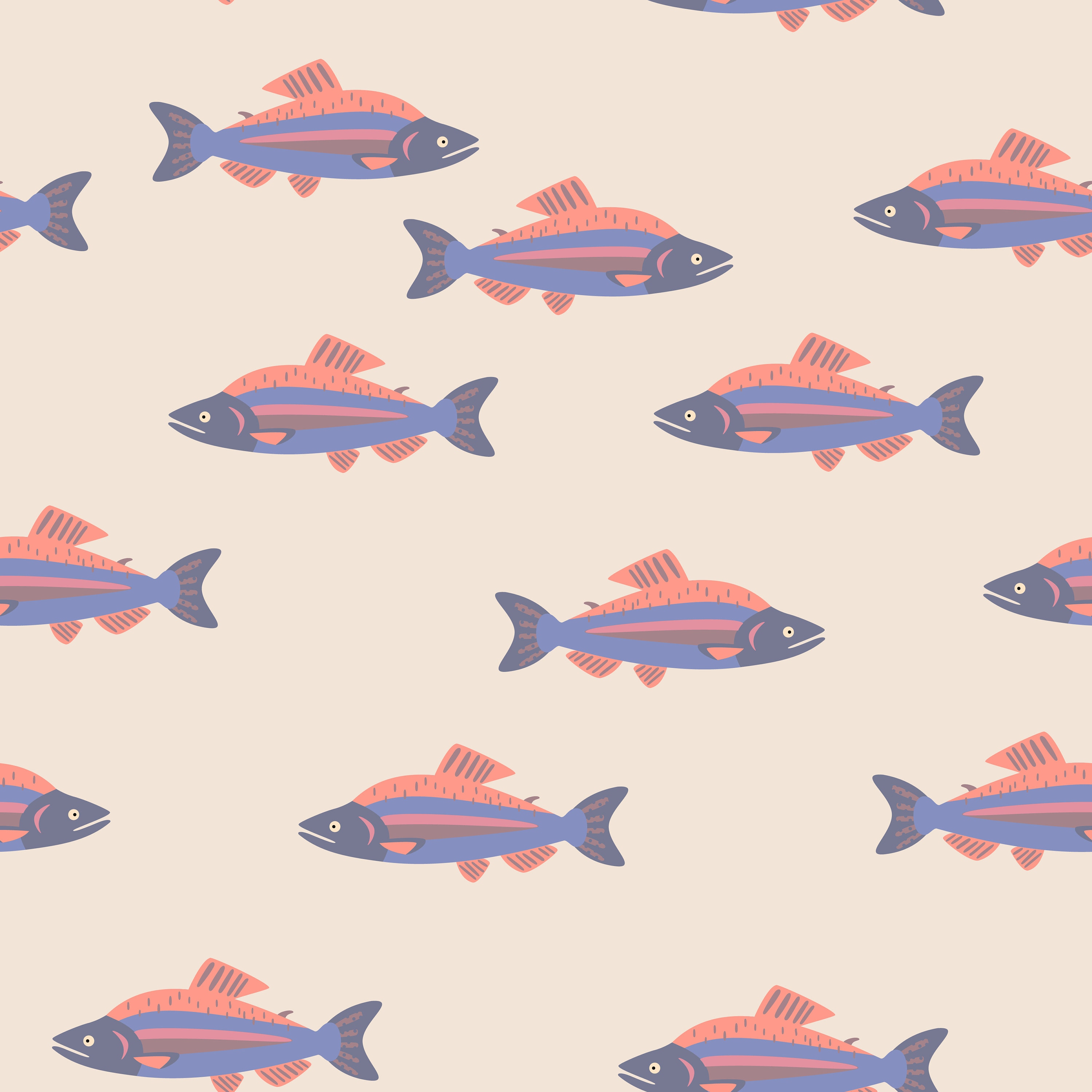 Pink Salmon Fish Repeat Surface Pattern Design for Commercial and ...
