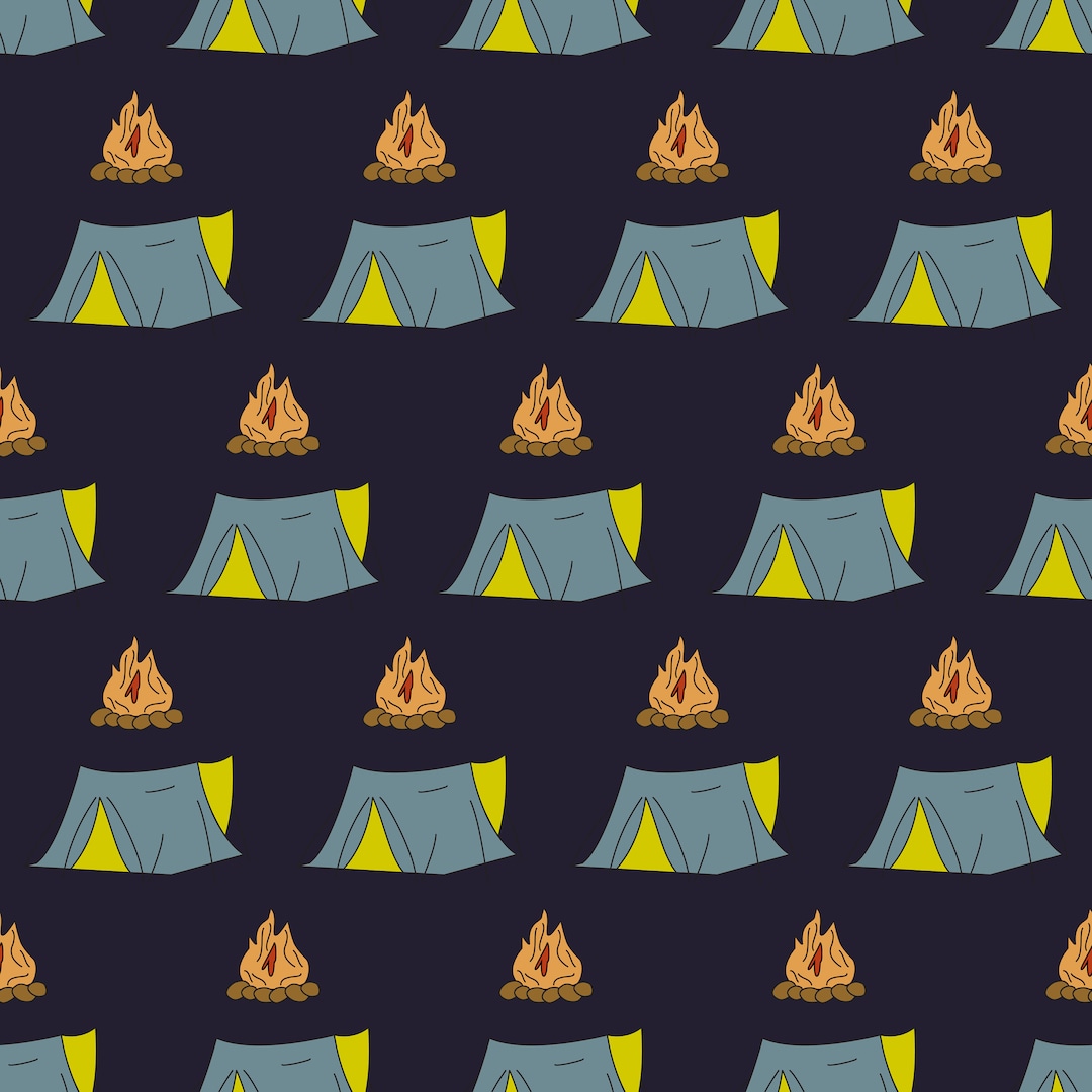 Camping Tent Campfire Repeat Surface Pattern Design for Commercial and ...